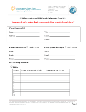 Fillable Online Proteomics Core ELISA Sample Submission Form Fax Email ...