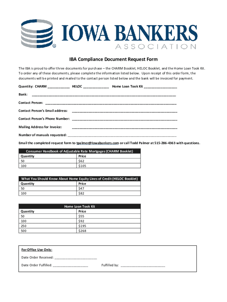 Fillable Online IBA Compliance Document Request Form Fax Email Print ...