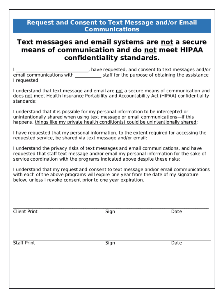 Request and Consent to Text Message and/or Email ... Doc Template ...