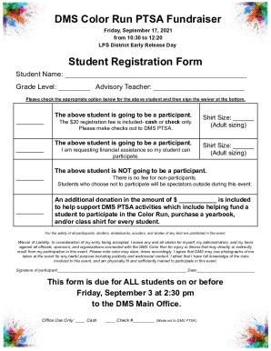 Fillable Online Color Run Registration Form 21-22 Fax Email Print ...