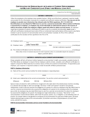 Fillable Online Certification for Serious Injury or Illness of Covered ...