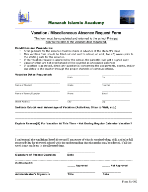 Fillable Online Forms - Manarah Islamic Academy Fax Email Print - pdfFiller