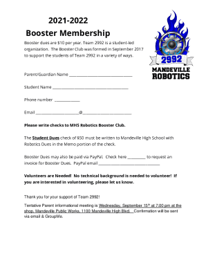Fillable Online Team 2992 Membership Form 2019-20 - mandevillerobotics ...