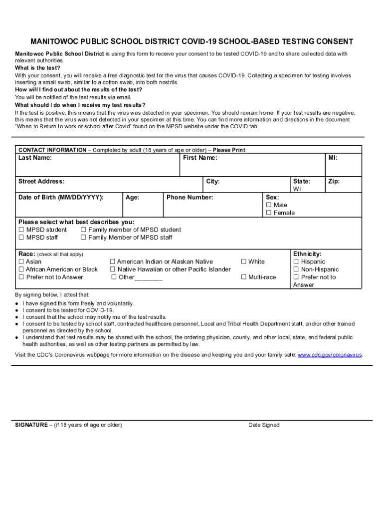 Fillable Online Consent Form Testing Adults 10/19.docx Fax Email Print ...