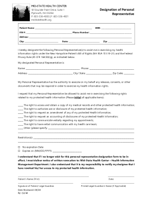 Fillable Online FORMS - Auth to Designate a Rep Form Fax Email Print ...