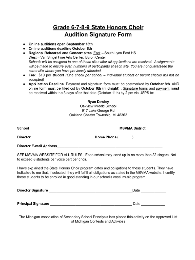 Fillable Online 1. SAMPLE - Audition Signature Form Fax Email Print ...
