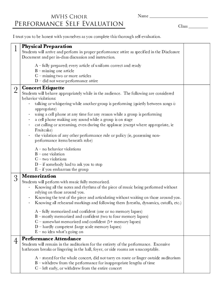 Fillable Online Solo evaluation form - SELF-EVALUATION FORM FOR VOCAL ...