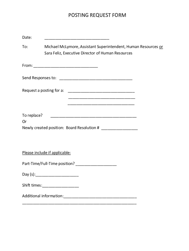 Fillable Online Extended Day Programs/Internal Posting Request Form Fax ...