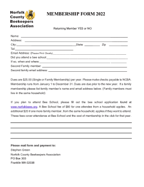 Fillable Online NCBA Membership Form 2022 Fax Email Print - pdfFiller