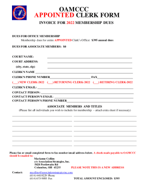 Fillable Online Fillable Online OAMCCC APPOINTED CLERK FORM Fax Email ...