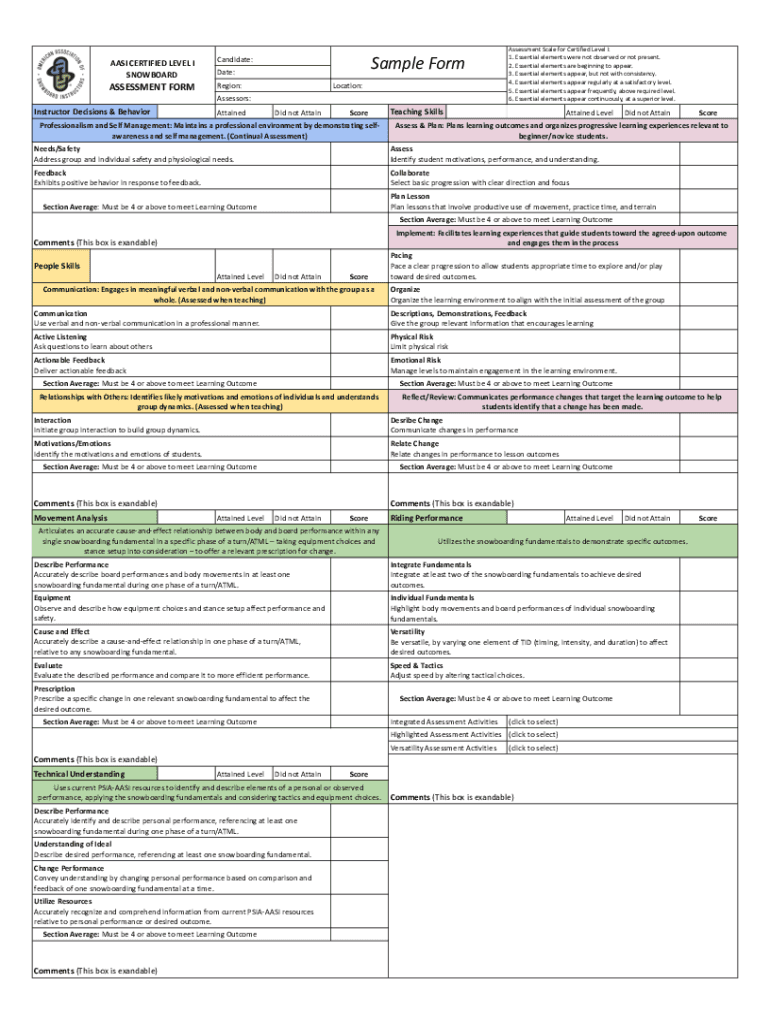 Fillable Online SB L2 Ride Assessment Form 2020 - PSIA-RM Fax Email ...