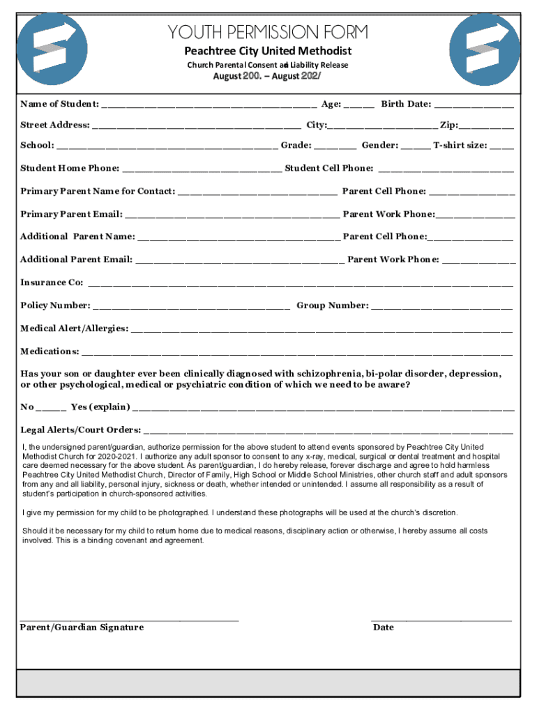 Fillable Online Parental Consent Forms For Youth Groups Fax Email Print ...