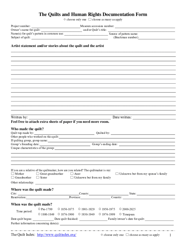 Fillable Online Quilts and Human Rights form-to print - Quilt Index Fax ...