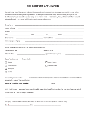Fillable Online RCC Camp Use Form Fax Email Print - pdfFiller