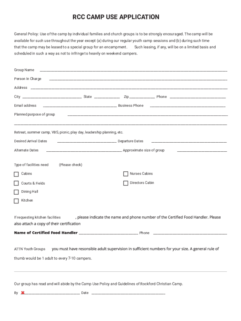 Fillable Online RCC Camp Use Form Fax Email Print - pdfFiller