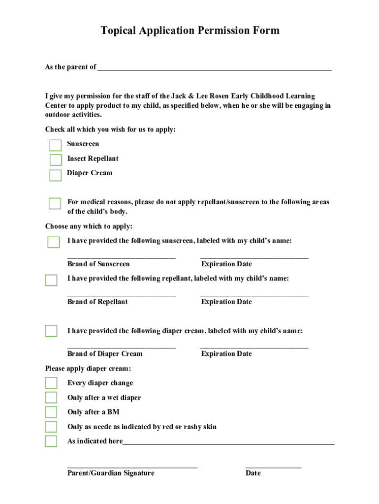 Fillable Online Topical Application Permission Form.docx Fax Email ...