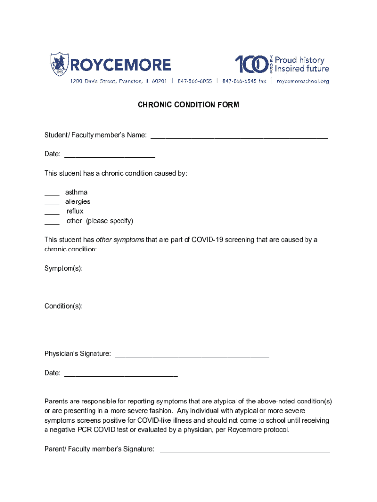 Fillable Online Chronic Condition Form Fax Email Print - pdfFiller