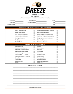 Fillable Online New Pre Trip Form REV.xls Fax Email Print - pdfFiller