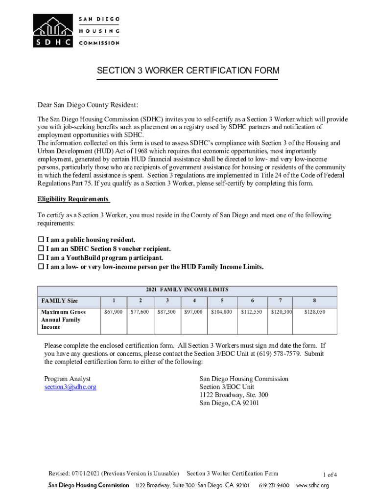 Fillable Online Get the free Section 3 Resident Certification Form ...