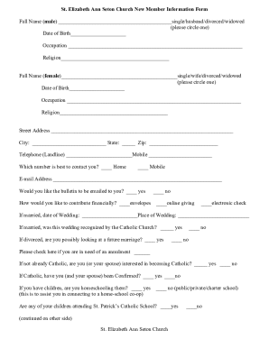 Fillable Online Church Member Information Registration Form.docx Fax ...