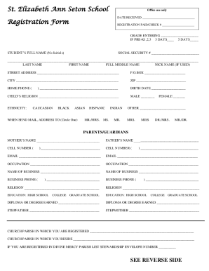 Fillable Online DATE RECEIVED Registration Form REGISTRATION PAID/CHECK ...