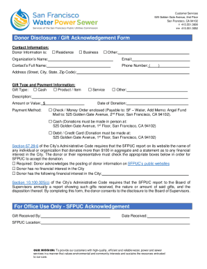 Fillable Online Donor Disclosure / Gift Acknowledgement Form - sfpuc ...