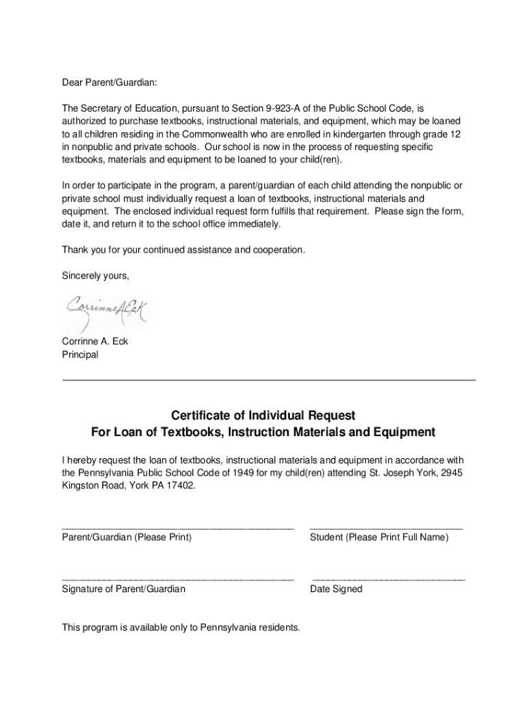 Fillable Online Sample Letter to be Sent Home to Parents or Guardians ...