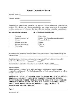 Fillable Online Parent Committee Form Fax Email Print - pdfFiller