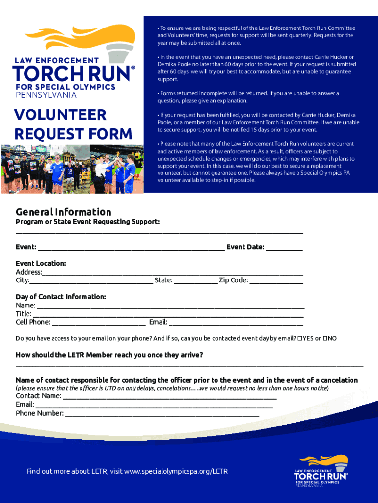 Fillable Online LETR Volunteer Request Form Fax Email Print - pdfFiller