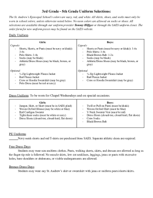 Fillable Online 3rd - 5th Uniform Sheet Fax Email Print - pdfFiller