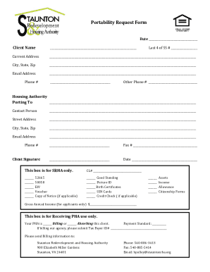 Fillable Online Portability Information Request SRHA Fax Email Print ...