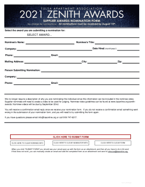 Fillable Online Examples of Winning NominationsAdmin Awards Fax Email ...