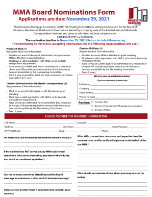 Fillable Online MMA Board Nominations Form Fax Email Print - pdfFiller