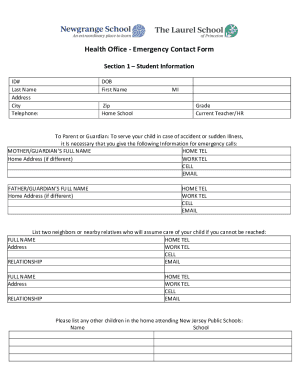 Fillable Online STUDENT EMERGENCY FORM - Putting Children First Fax ...