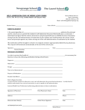 Fillable Online Health Services / Medication Self-Administration ...