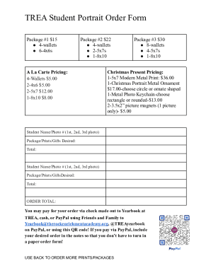 Fillable Online Student Portrait Order Form Fax Email Print - pdfFiller