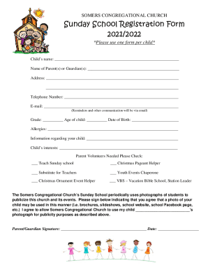 Fillable Online Fillable Online Sunday School Registration Form 2019 ...