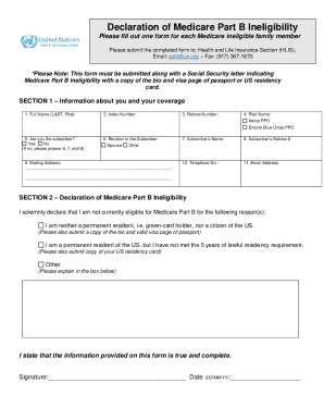 Fillable Online Declaration of Medicare Part B Ineligibility Fax Email ...