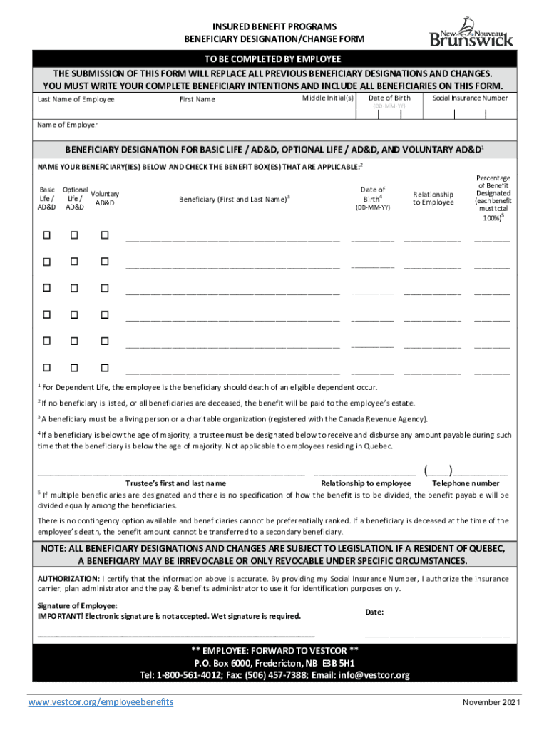 Fillable Online Where do I send my completed Designation of Beneficiary ...