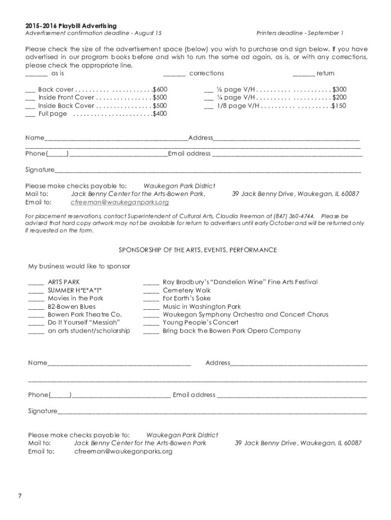 Fillable Online Sponsorship booklet with playbill 15.16 copy.docx Fax ...