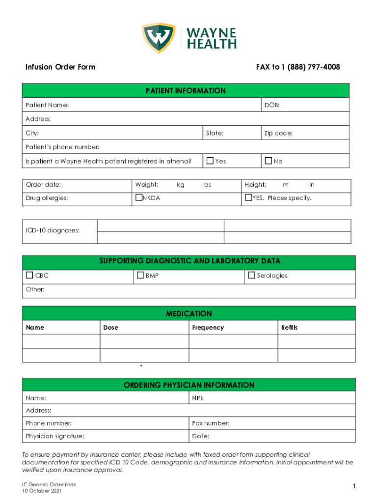 Fillable Online Iron Sucrose () Order Form FAX to 1 (888) 797-4008 ...