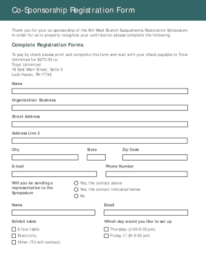Fillable Online Co-Sponsorship Registration Form - wbsrc.org Fax Email Print - pdfFiller