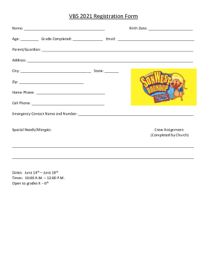 Fillable Online Rocky Railway VBS Registration Form Fax Email Print ...