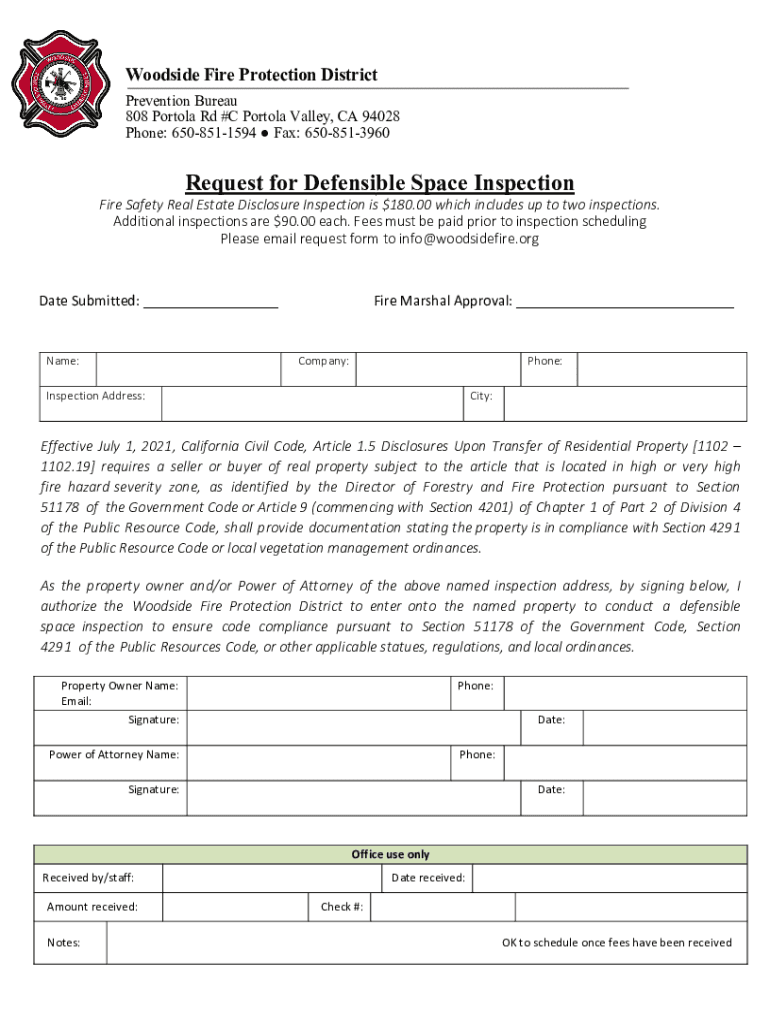 Fillable Online Interim Fire Station No. 7 - Woodside Fire Protection ...