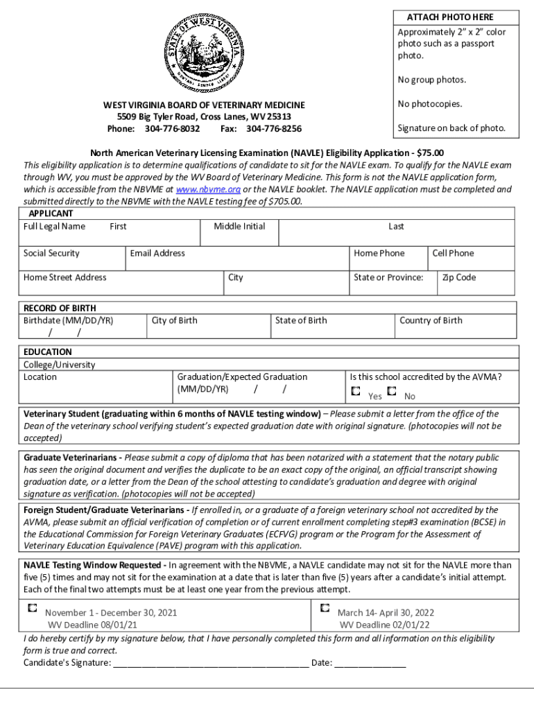 Fillable Online Fillable Online Application for NAVLE 11620-042421 ...