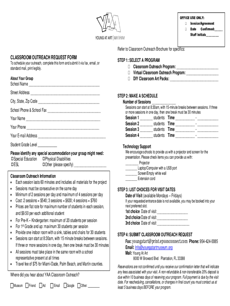 Fillable Online CLASSROOM OUTREACH REQUEST FORM Fax Email Print - pdfFiller
