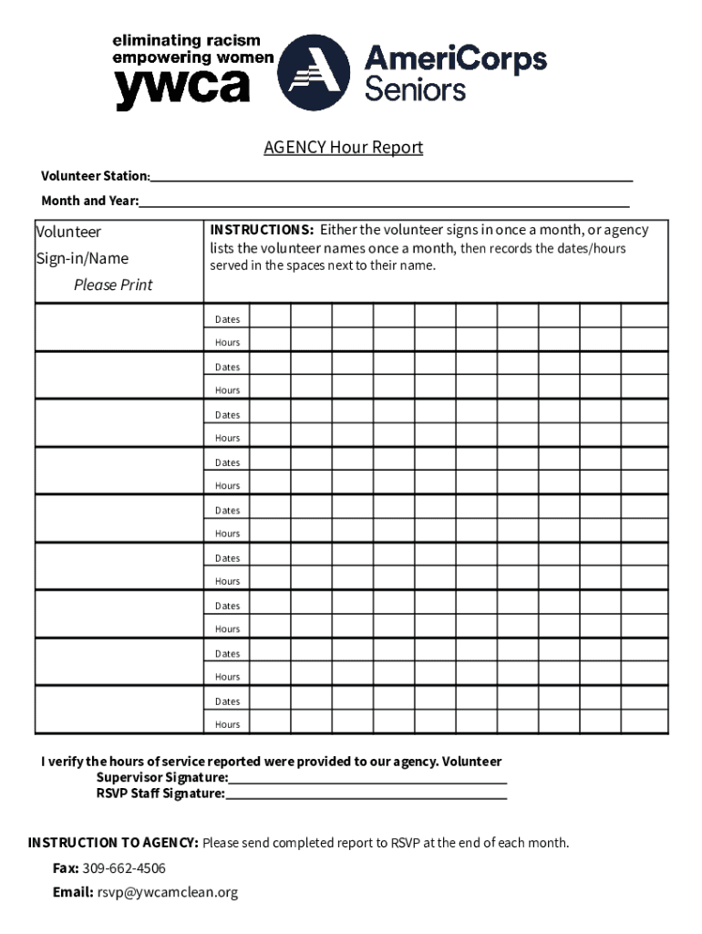 Fillable Online Agency Hour Report Form.docx Fax Email Print - pdfFiller