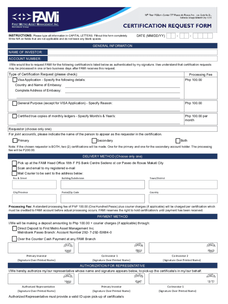 Fillable Online www.philequity.netreportIAFINVESTMENT APPLICATION FORM ...