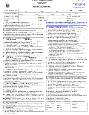 Fillable Online parispe dfa gov Service Request Form - Philippine Embassy - DFA - Fill and ...