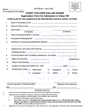 Fillable Online cckk edu Admission-Form-Class-8th-CCKK-2022.cdr Fax ...